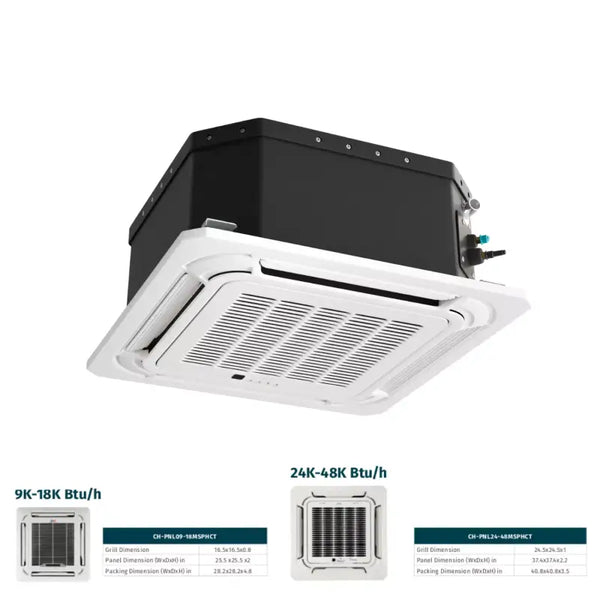 Eco-friendly 2-zone Mini Split – 24.6 SEER2 Ceiling Cassette ...