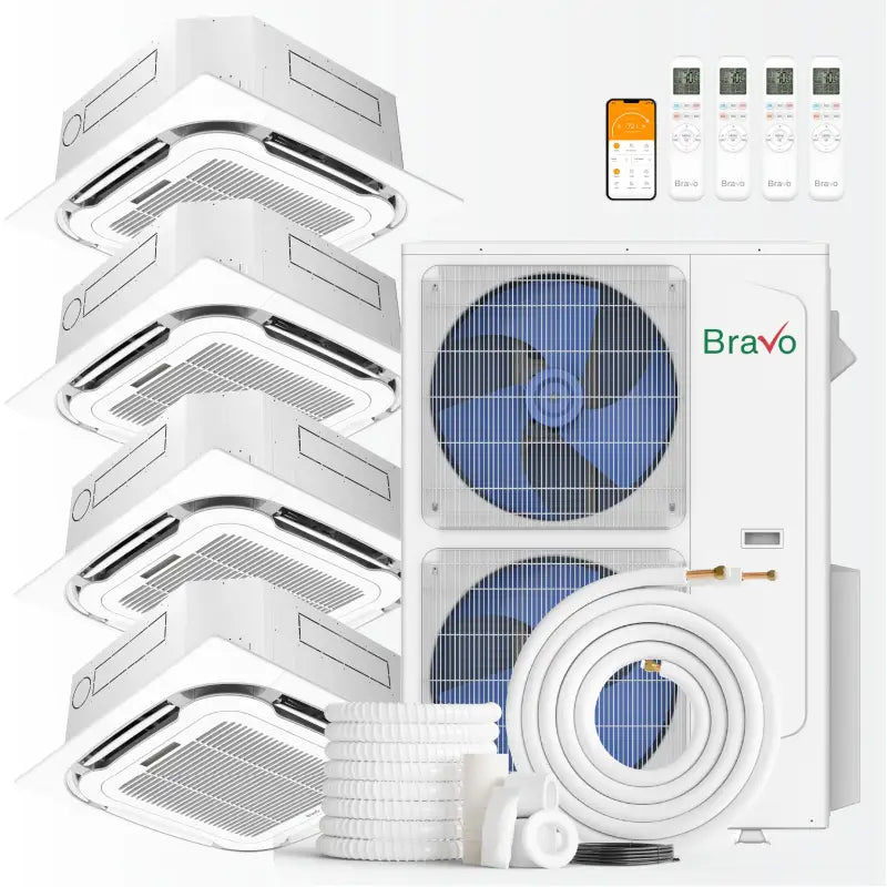 4 zone 36,000 BTU BRAVO Ductless Mini Split AC Ceiling Cassette 9k ...